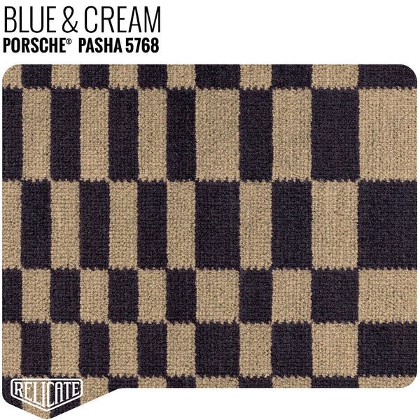 Porsche Pasha Checkerboard Seat Fabric - Blue/Cream - Relicate