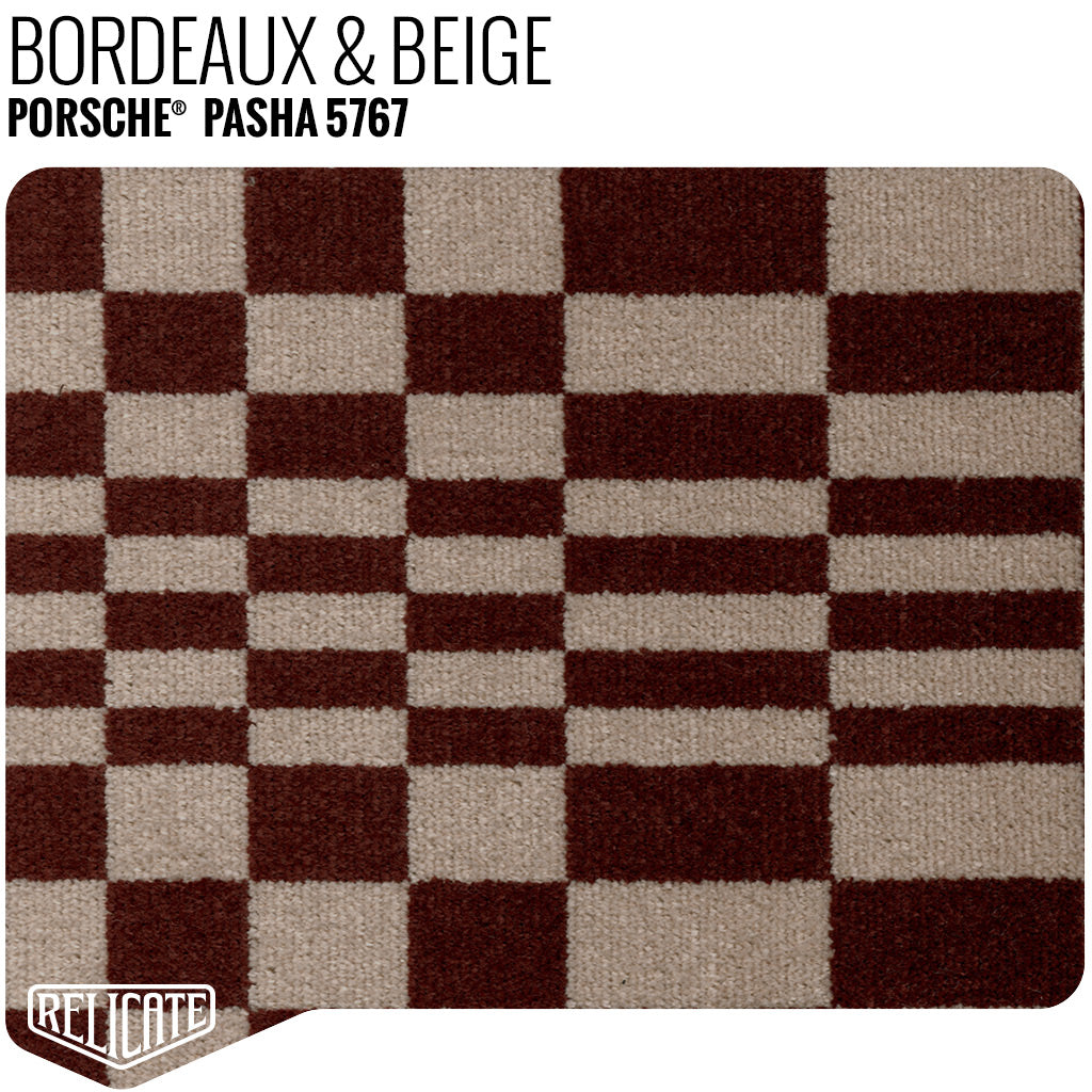 Porsche Pasha Checkerboard Seat Fabric - Bordeaux/Beige - Relicate
