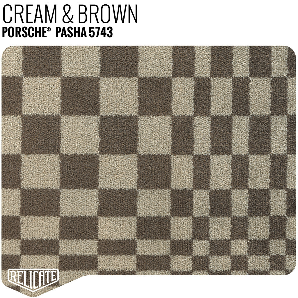 Porsche Pasha Checkerboard Seat Fabric - Cream/Brown - Relicate